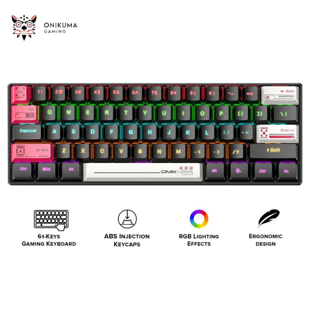 ONiKUMA G55 RGB Mechanical Gaming Keyboard Black Brown Switch - ONIKUMA